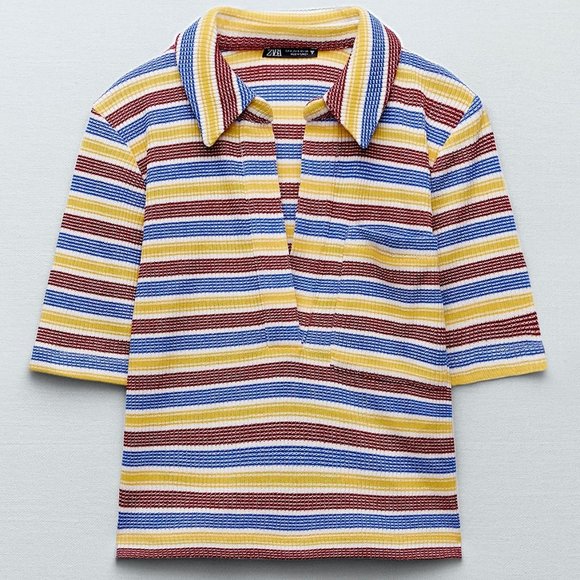 Zara | Tops | Zara Textured Rib Polo Shirt | Poshmark